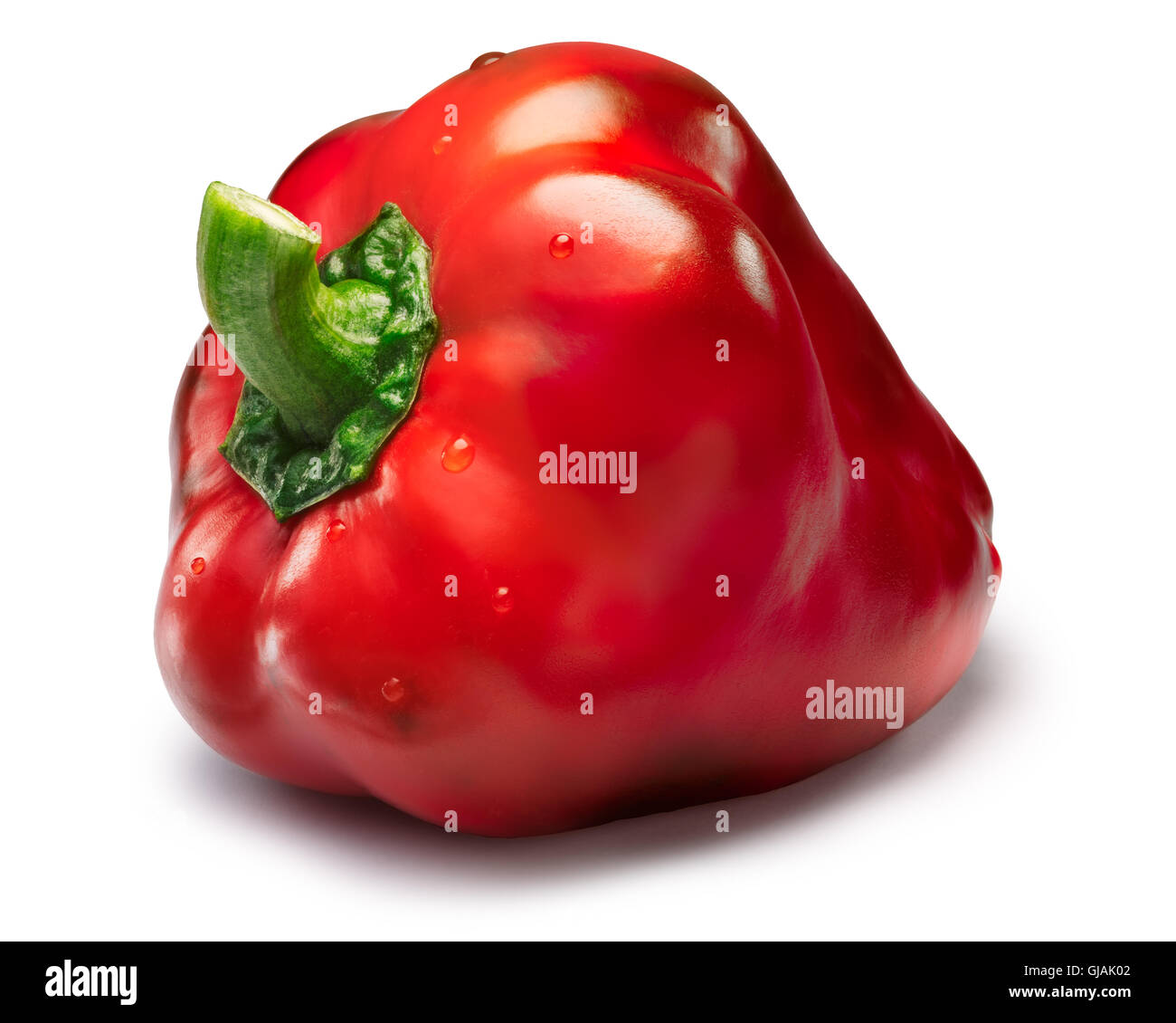 Sweet bell pepper, red, with chocolate spots. Clipping path, shadow ...