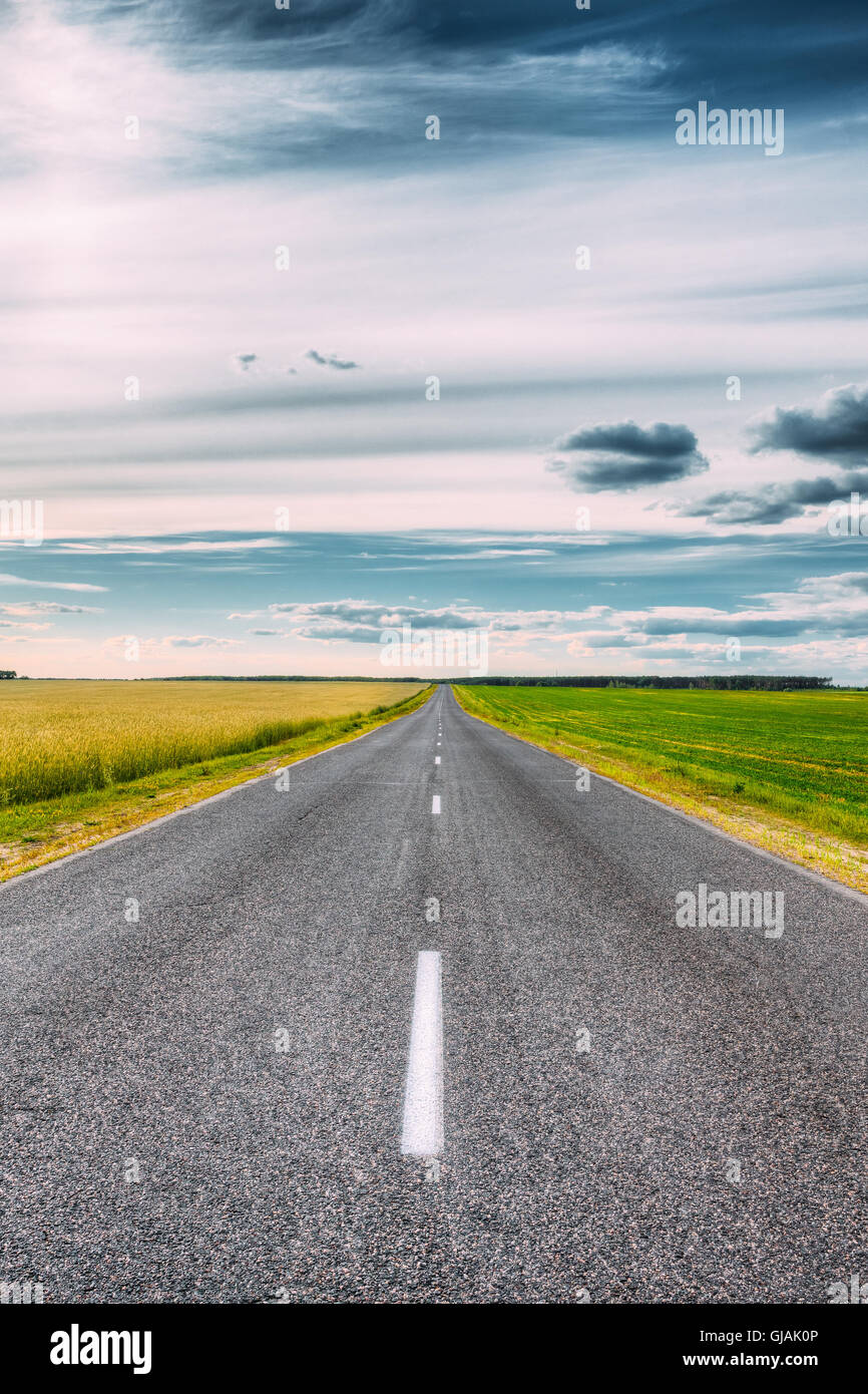 Beautiful Empty Asphalt Freeway, Motorway, Highway Country Road In ...