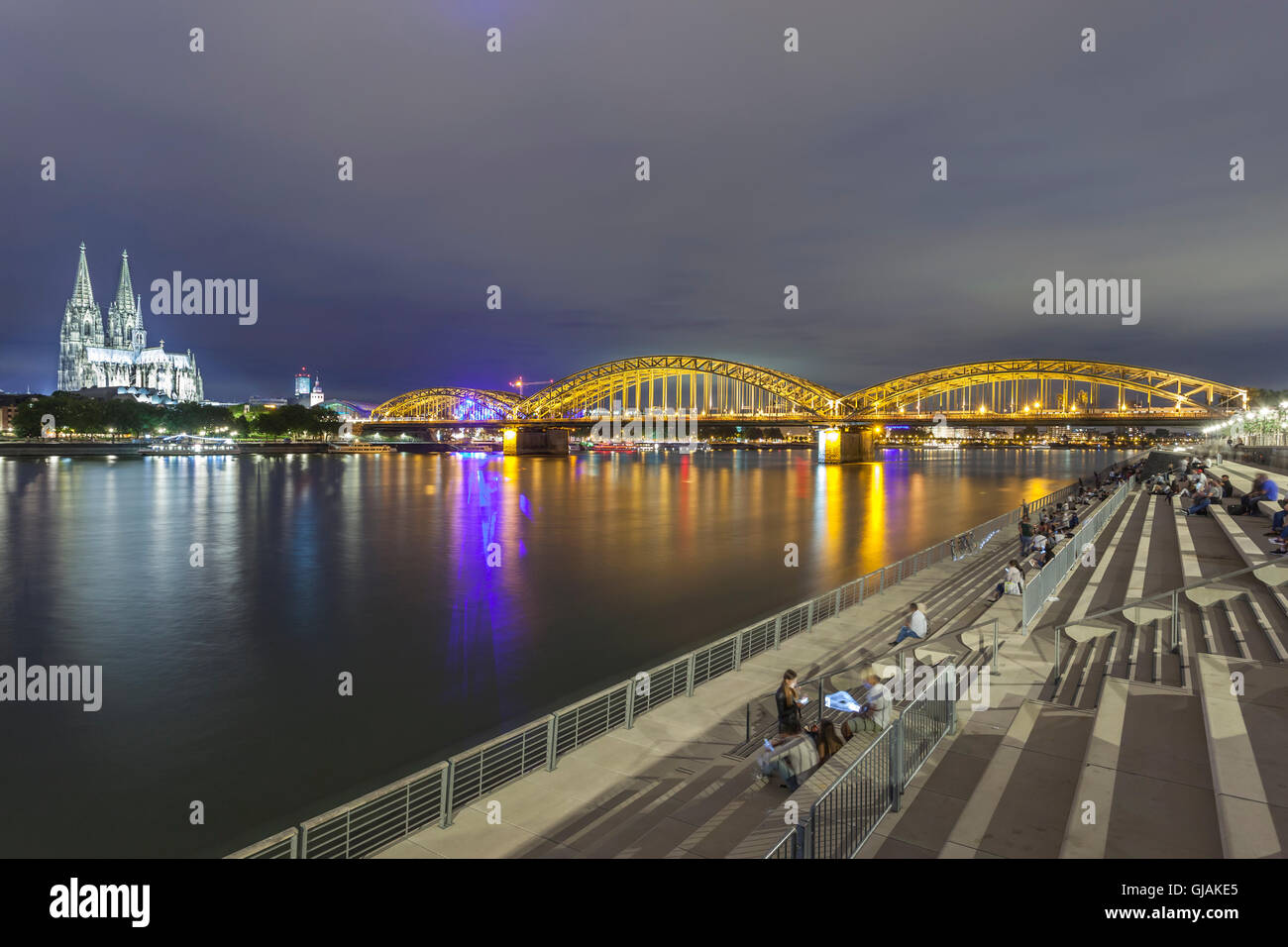 Rhine river promenade illuminated hi-res stock photography and images ...