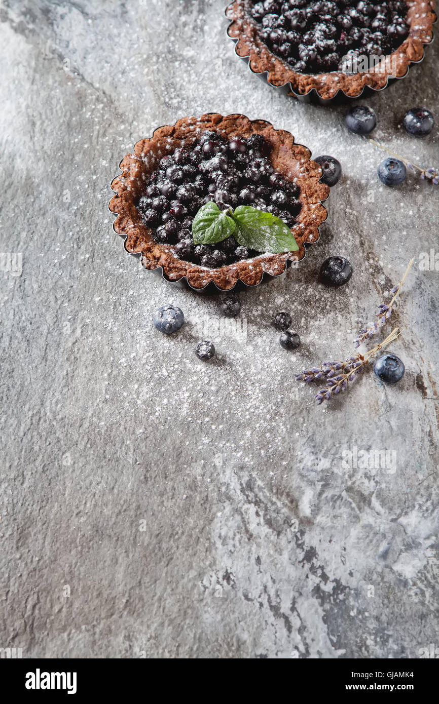 Homemade blueberry pie with mint. stone table Stock Photo - Alamy