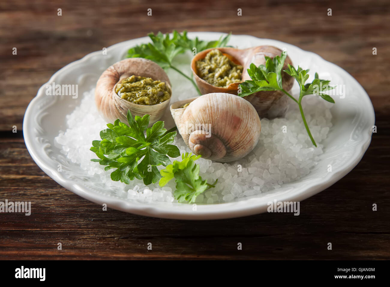 Large Escargots de Bourgogne - Snails baked with garlic butter, with ...