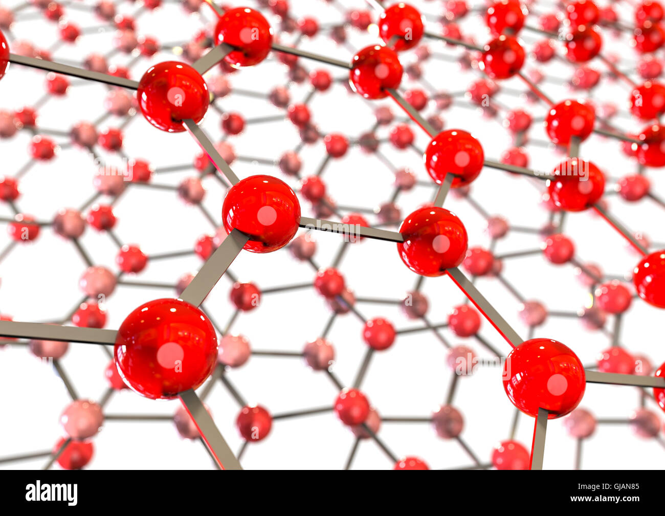 3D render image representing a group of red molecules arranged in ...