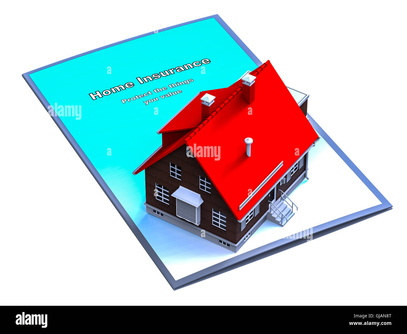3D render image representing house insurance policy Stock Photo - Alamy
