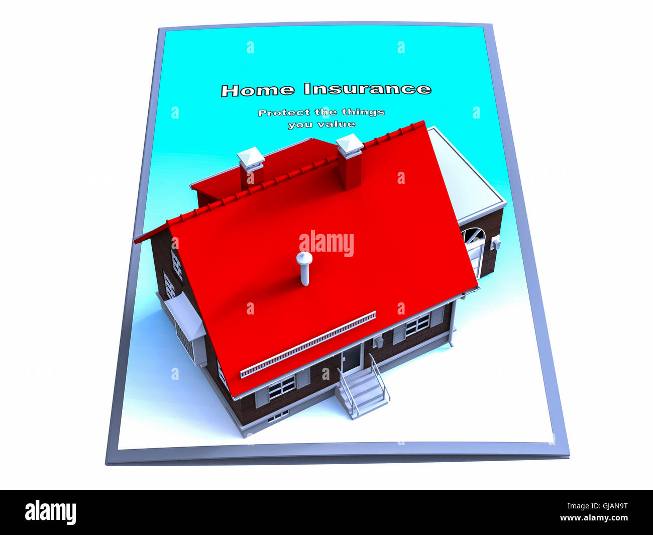 3D render image representing home insurance policy Stock Photo - Alamy