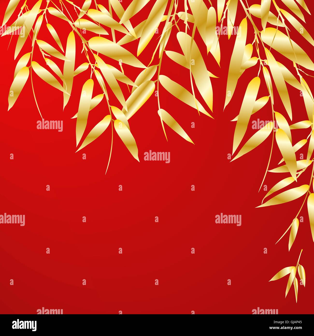 Bamboo branches on red background Stock Vector Image & Art - Alamy