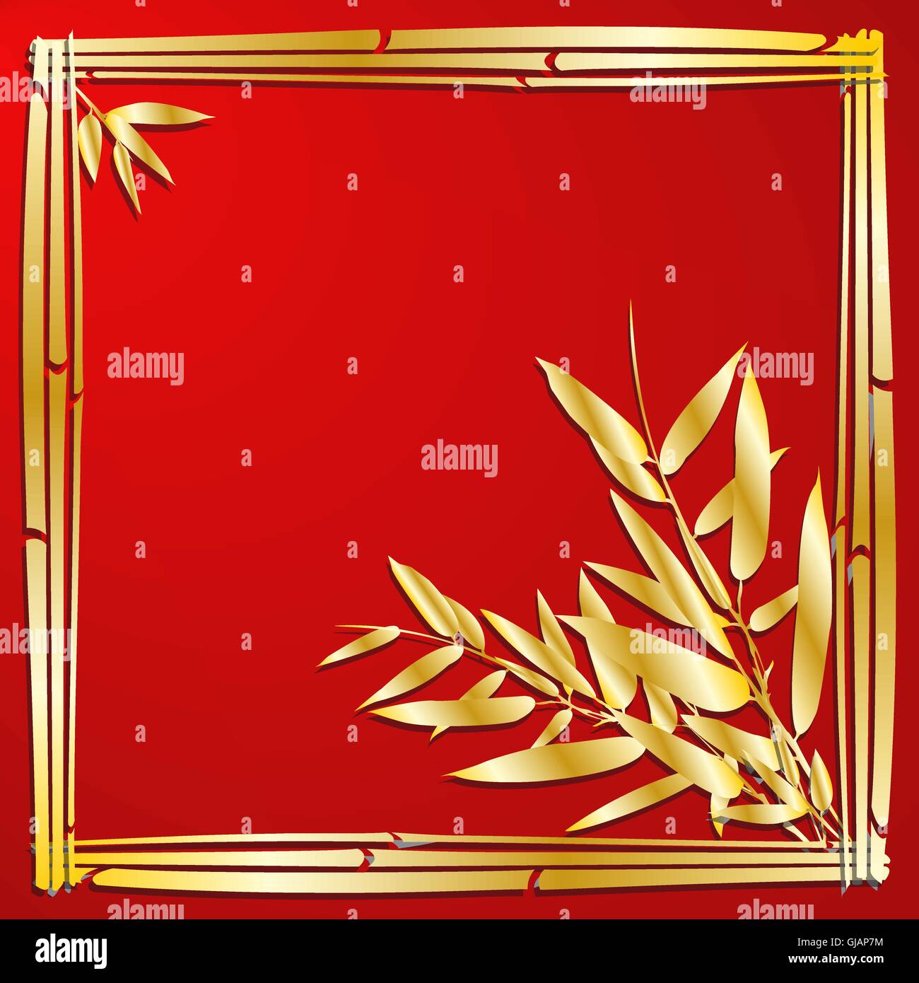 Bamboo branches on red background Stock Vector Image & Art - Alamy