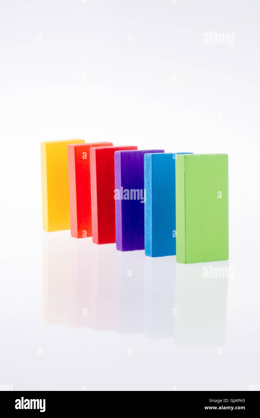 multi color domino on white background Stock Photo - Alamy