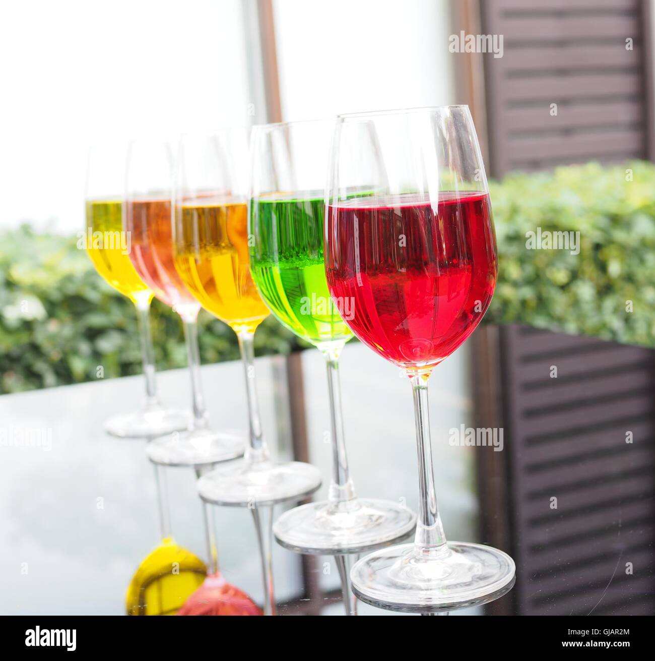 Wine glasses, colorful wine glasses Stock Photo - Alamy