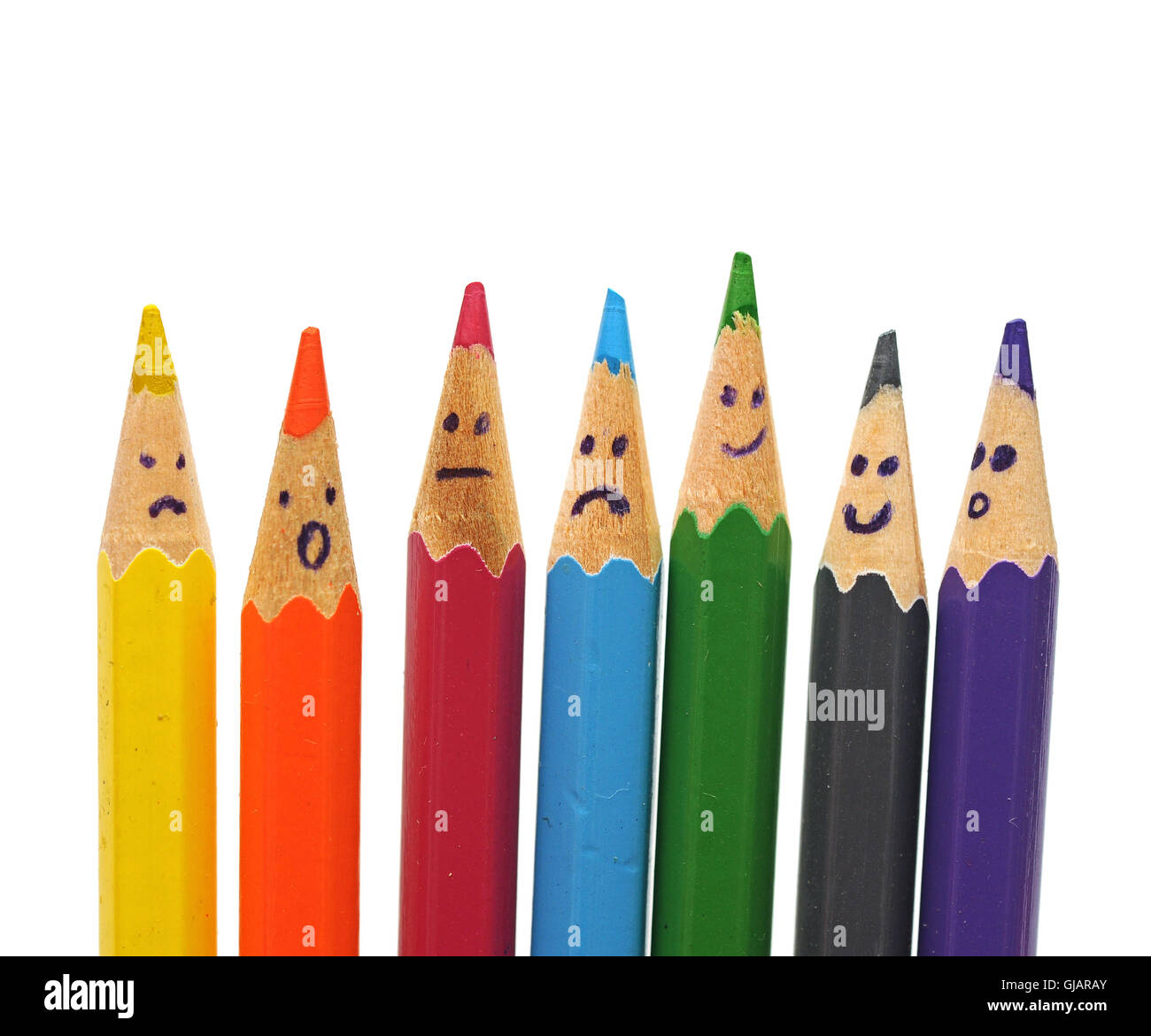 Happy group of pencil faces as social network Stock Photo - Alamy