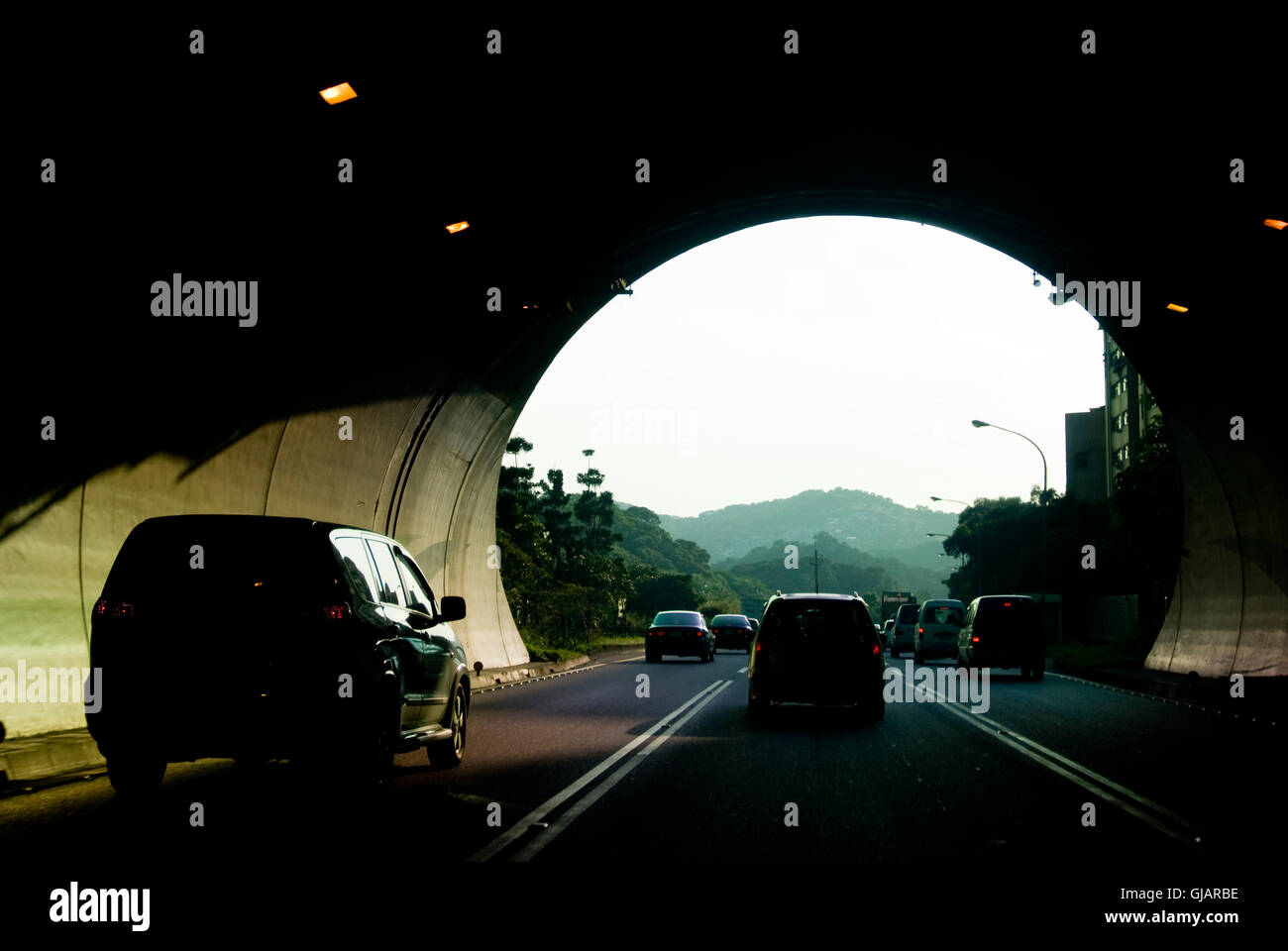 Cars pass through tunnel in highway, Taipei, Asia Stock Photo - Alamy