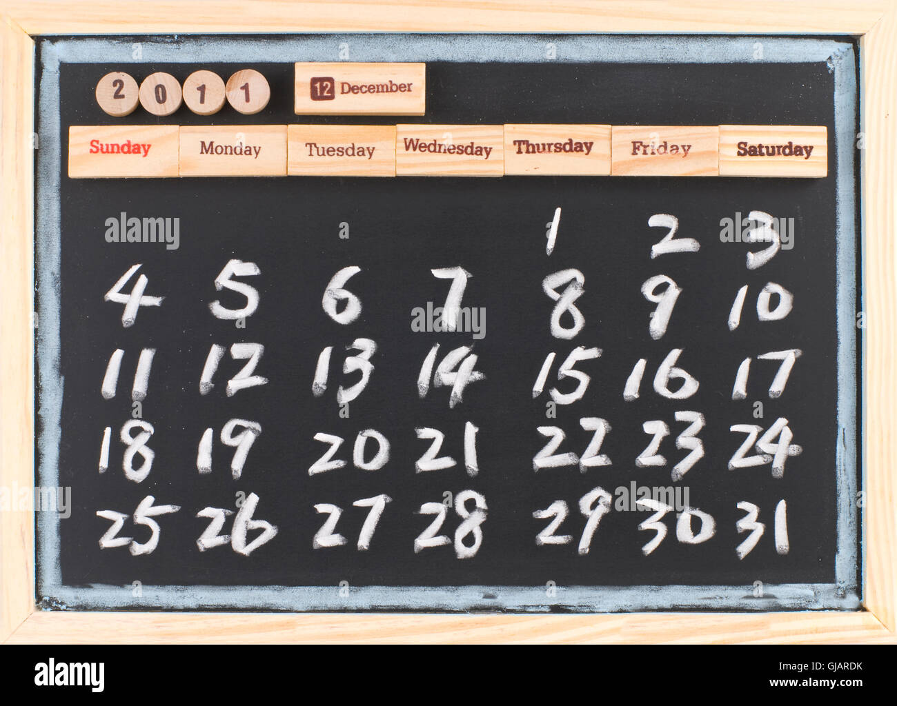 hand drawing 2011 December calendar Stock Photo - Alamy