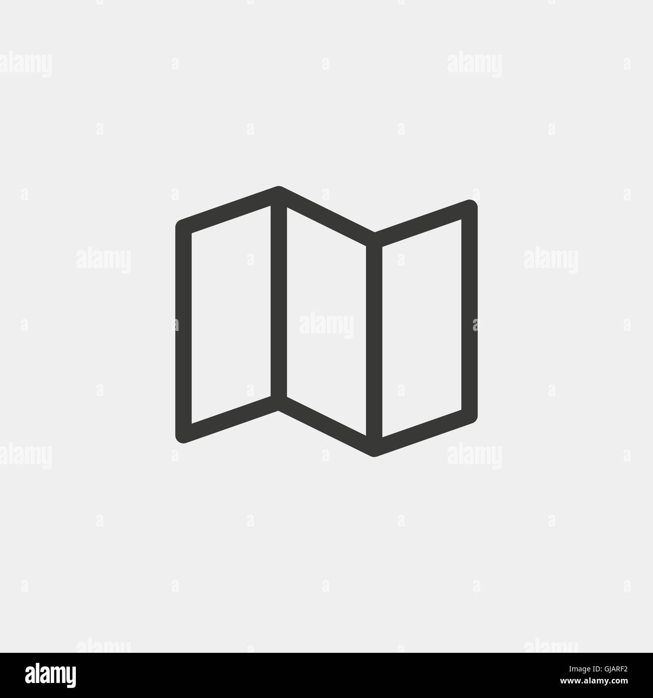 folded map icon of brown outline for illustration Stock Vector Image ...