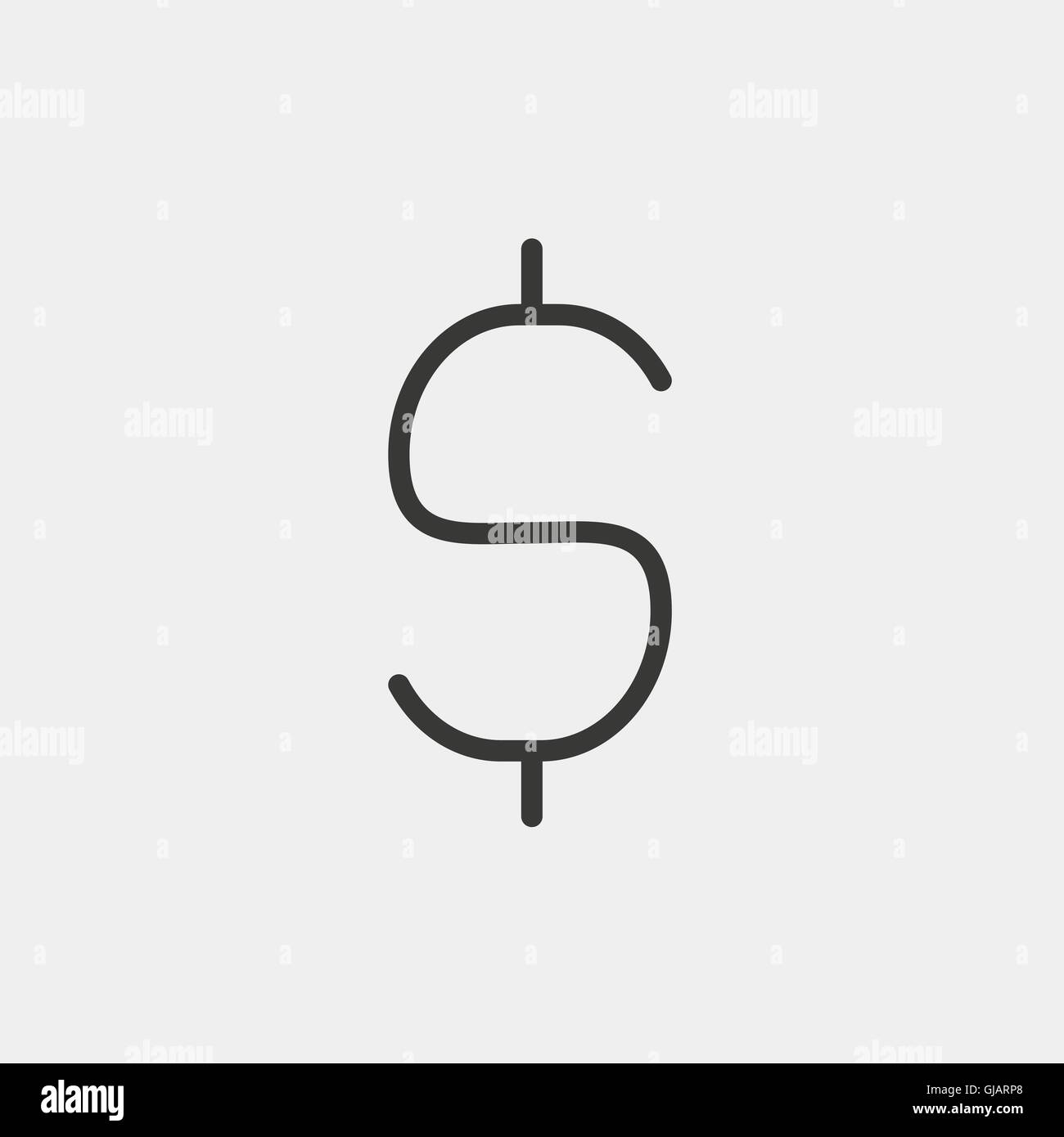 money sign icon of brown outline for illustration Stock Vector Image ...