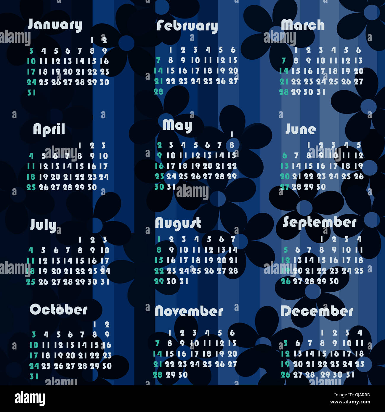 dark floral background calendar Stock Photo - Alamy
