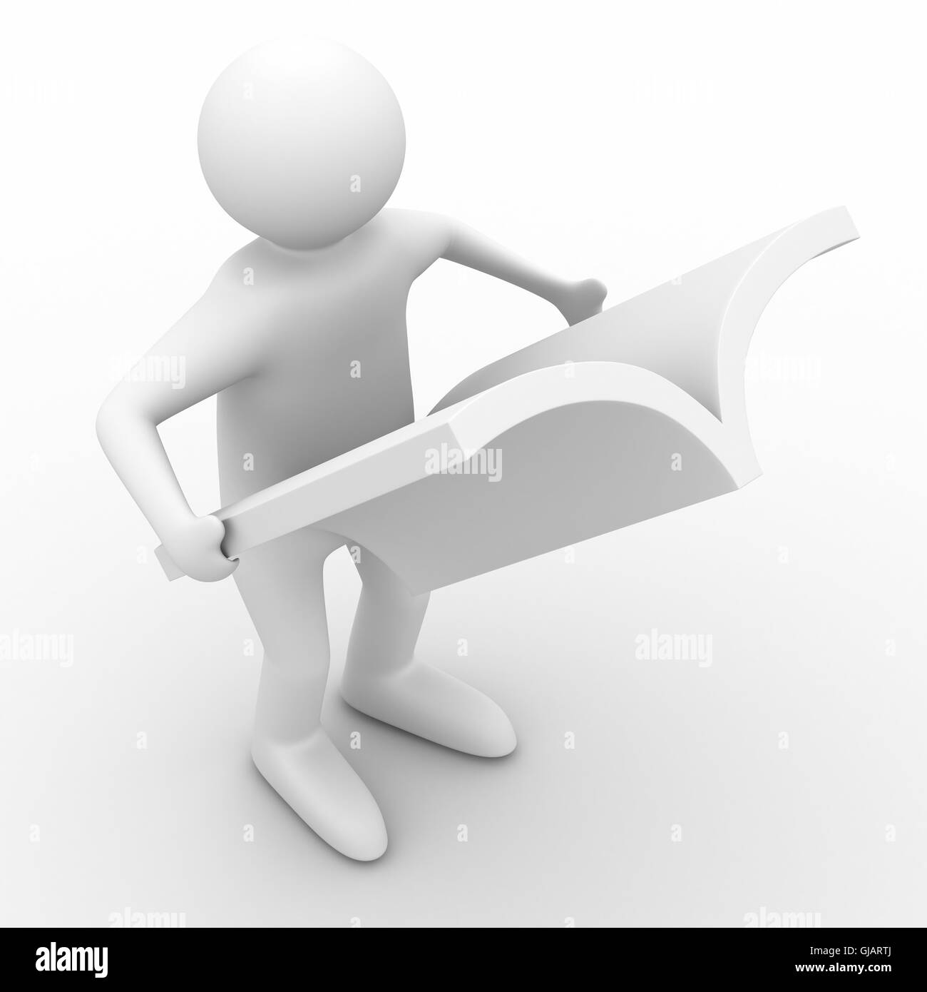 man reads magazine on white background. Isolated 3D image Stock Photo ...