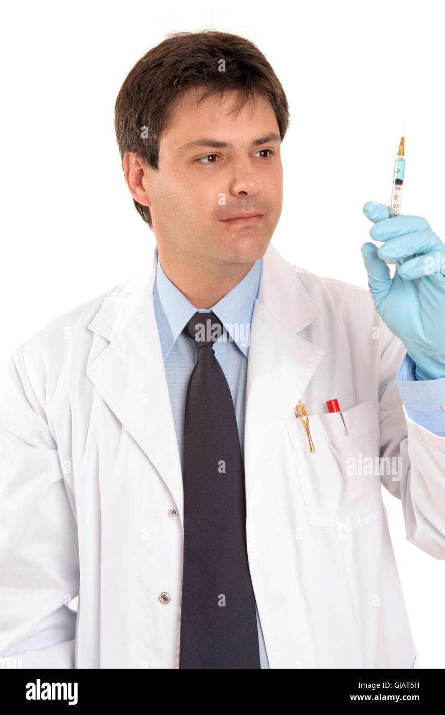 Medical practitioner with syringe needle Stock Photo - Alamy