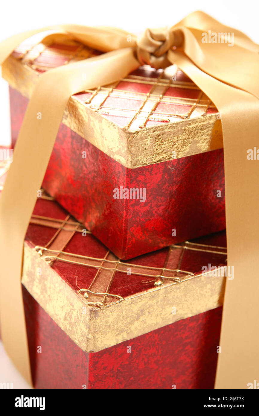 Red and gold gift closeup Stock Photo - Alamy
