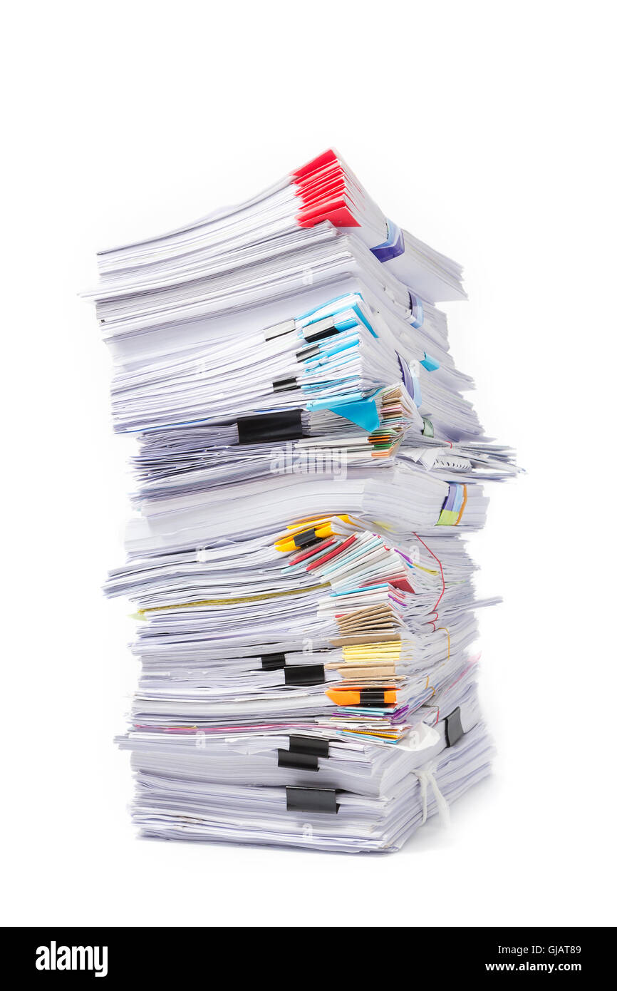 Stack of business papers isolated on white background Stock Photo - Alamy