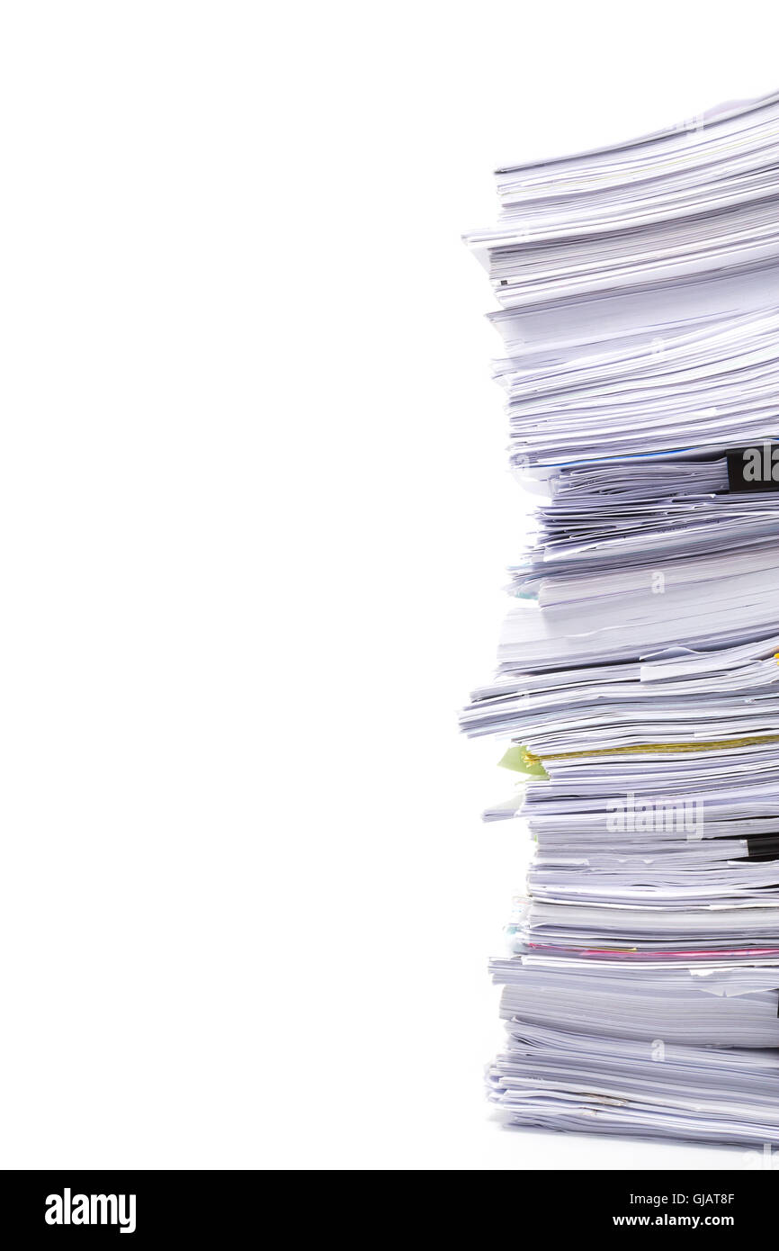 Stack of business papers isolated on white background Stock Photo - Alamy