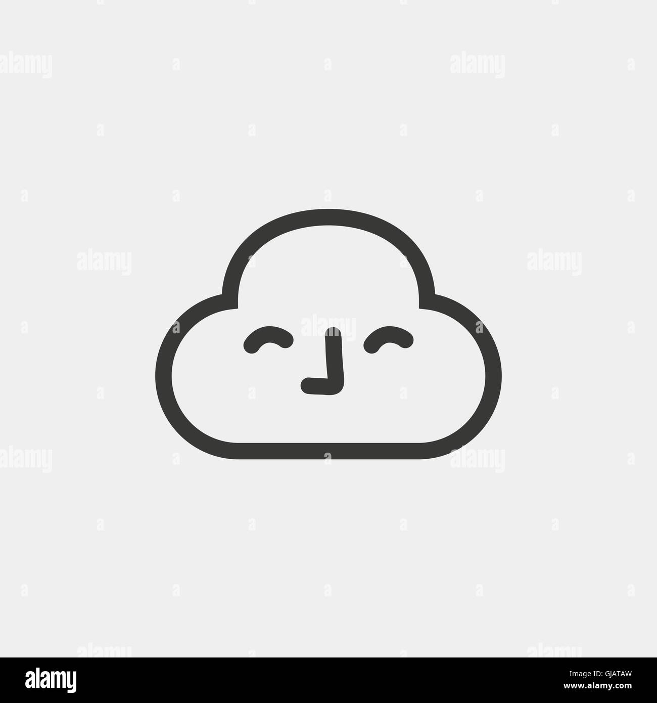 cloud icon with face of brown outline for illustration Stock Vector ...