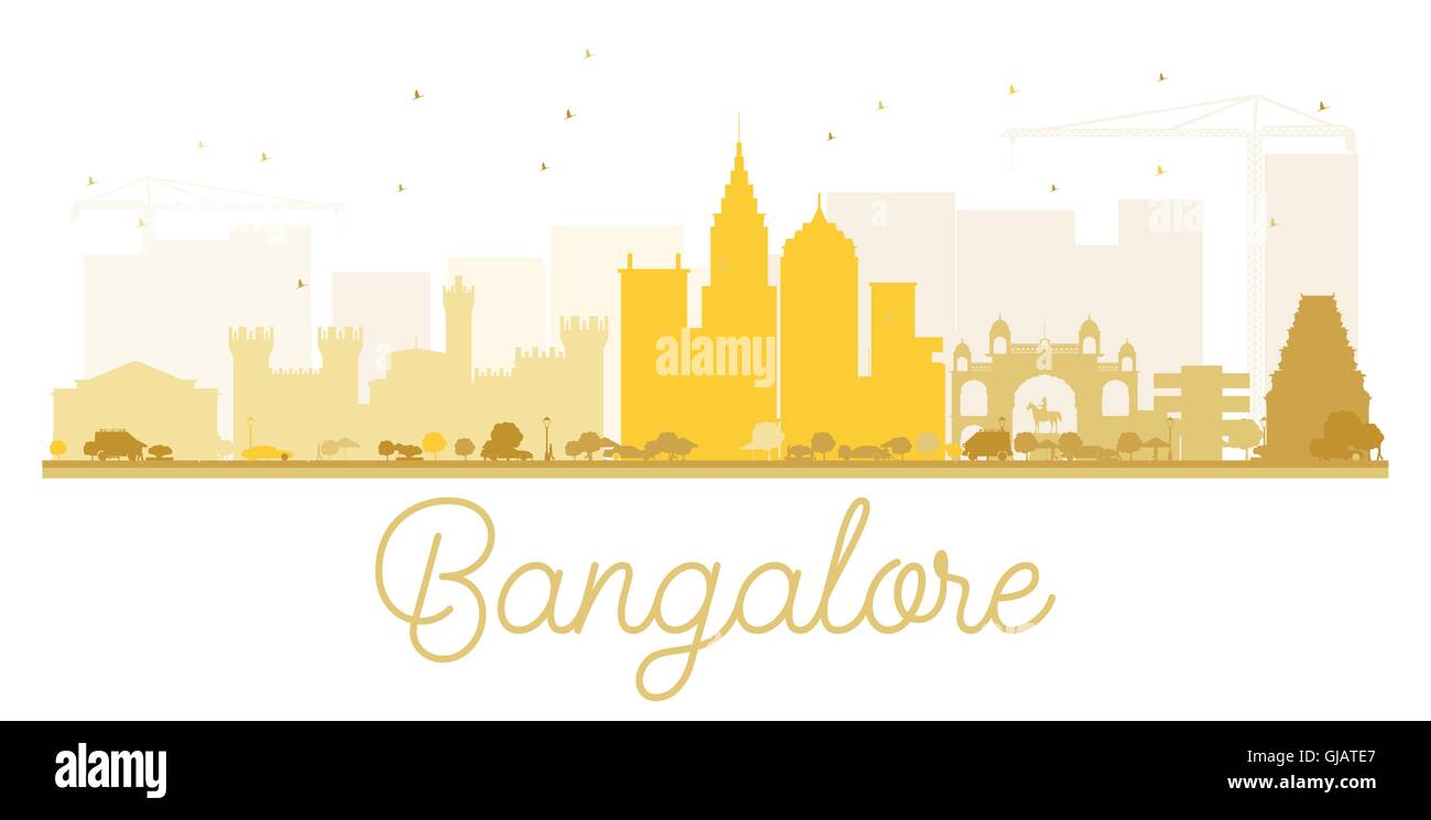 Bangalore City skyline golden silhouette. Vector illustration. Simple ...