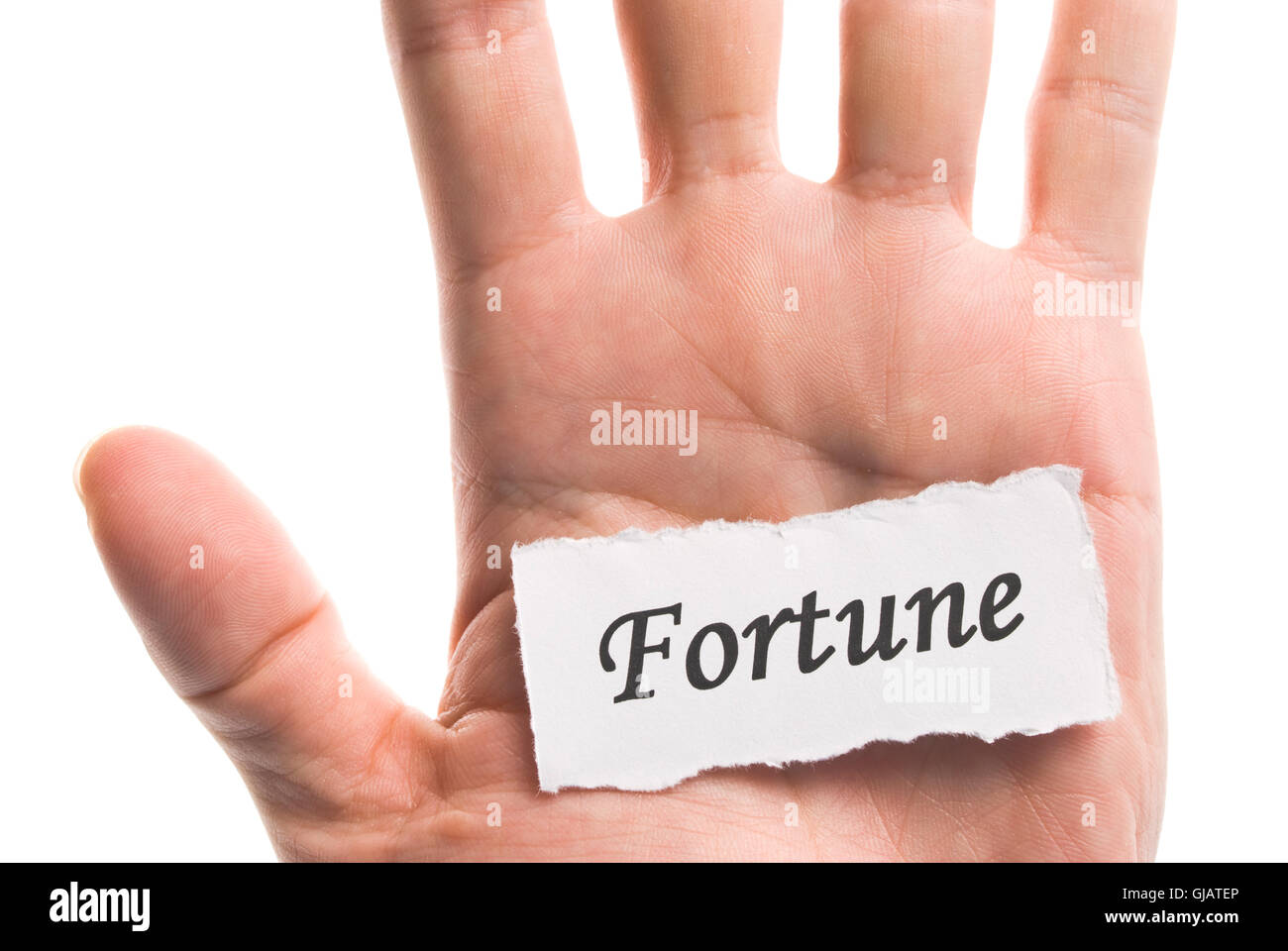 fortune word in hand Stock Photo - Alamy