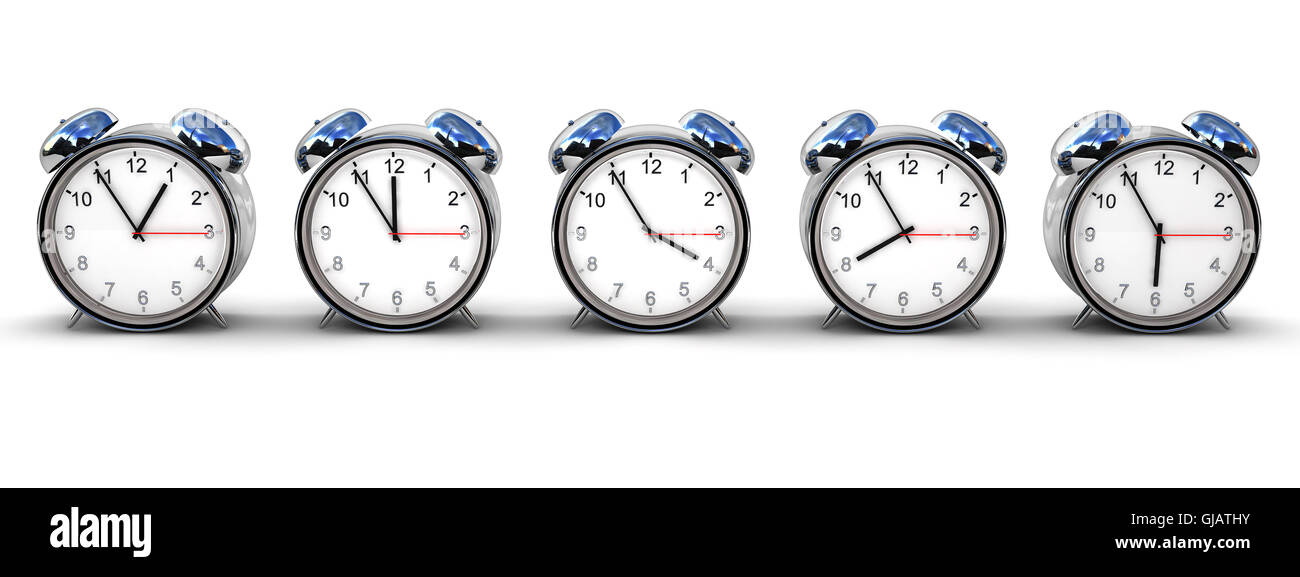 Row of clocks hi-res stock photography and images - Alamy