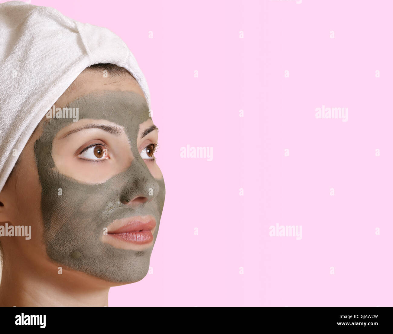 Female in clay beauty mask Stock Photo - Alamy