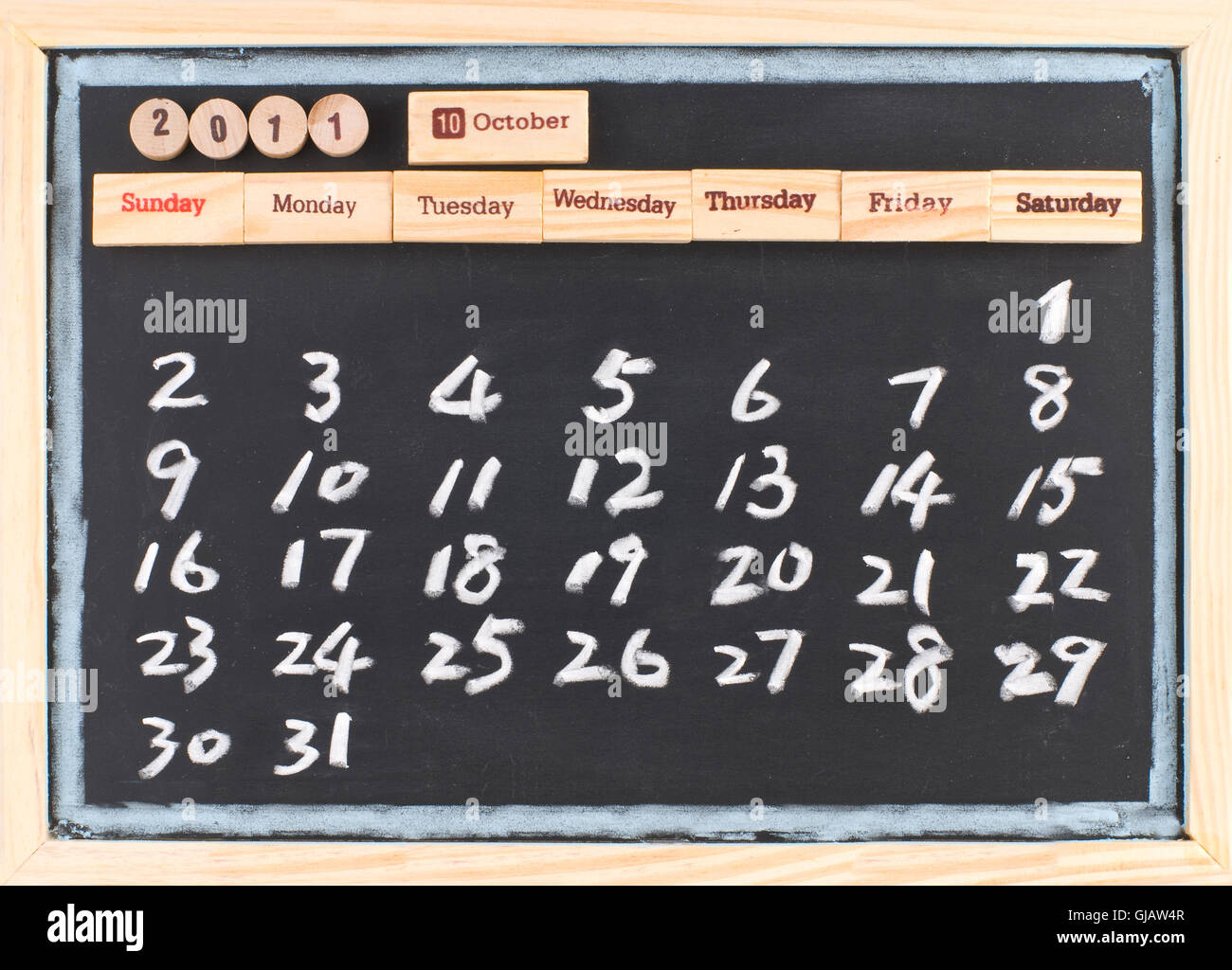 October 2011 calendar hi-res stock photography and images - Alamy