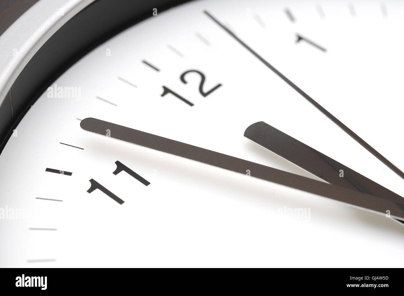 Hands pointing to midday on clock face Stock Photo - Alamy