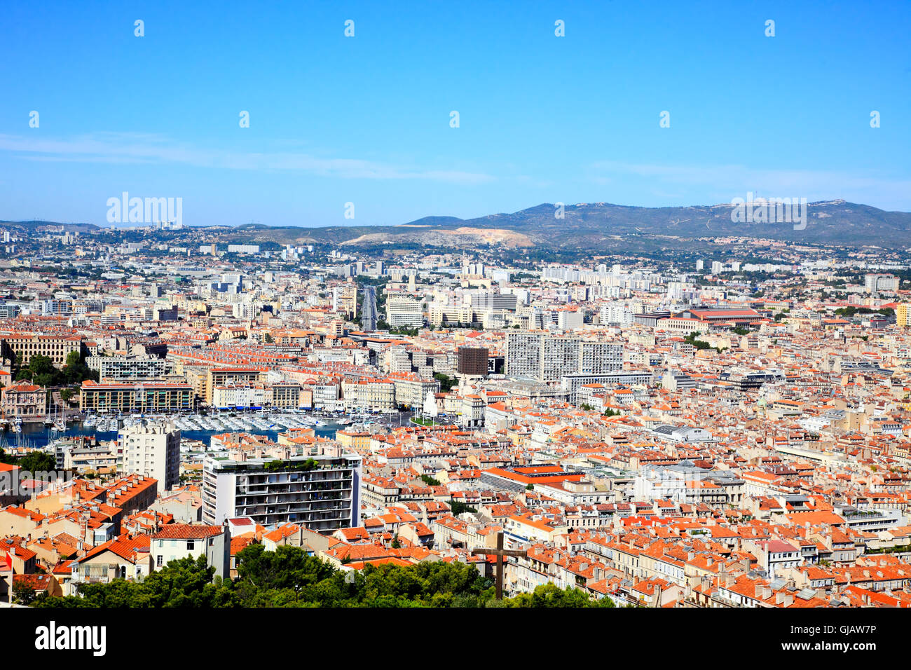 Aerial view of Marseille City and harbor Stock Photo - Alamy