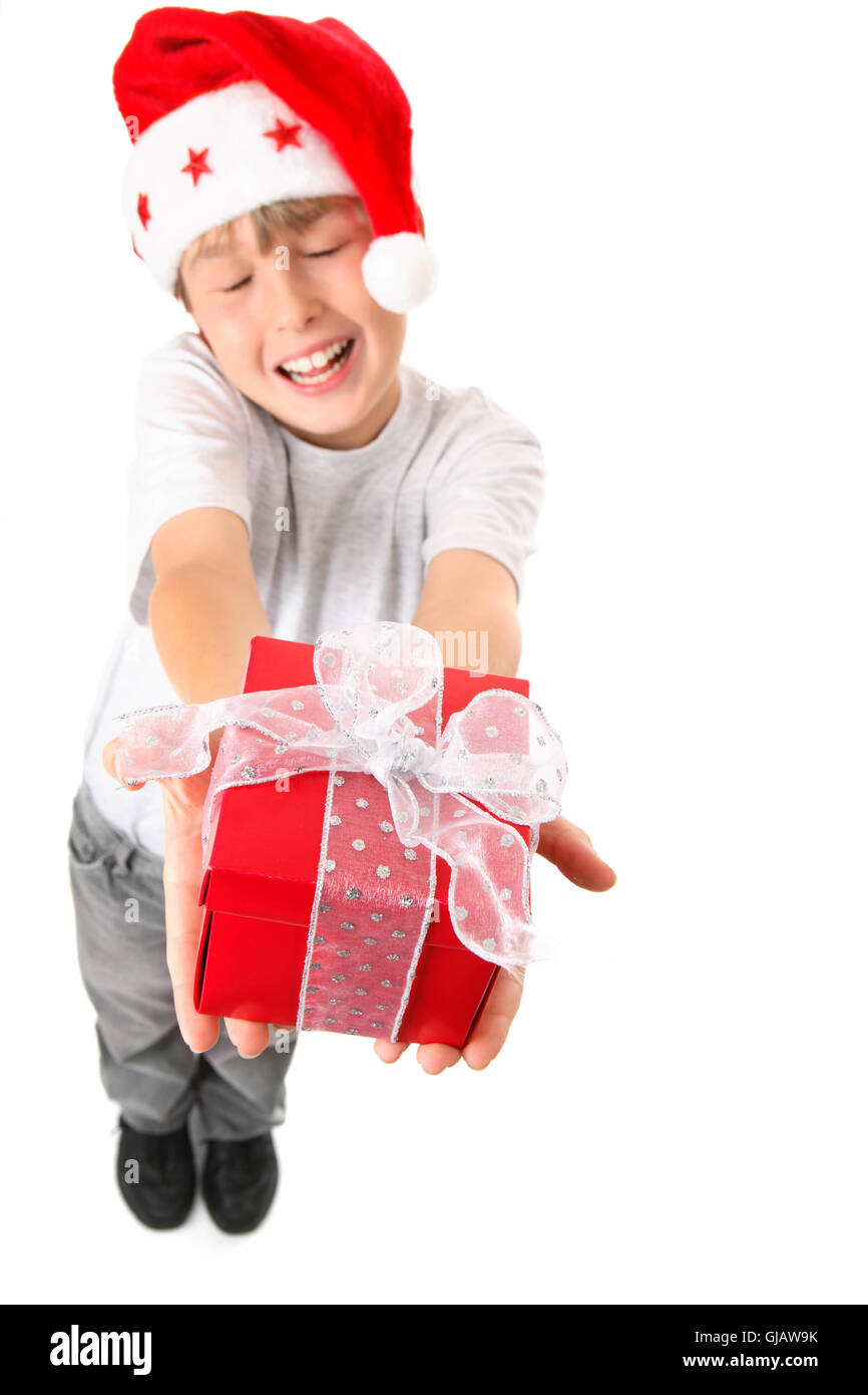 Joy of Giving a Christmas Gift Stock Photo - Alamy