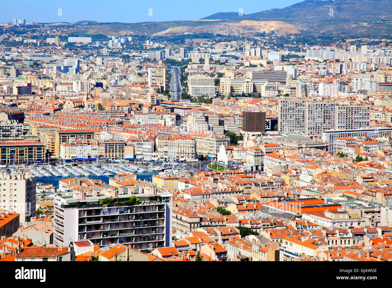 Aerial view of Marseille City and harbor Stock Photo - Alamy