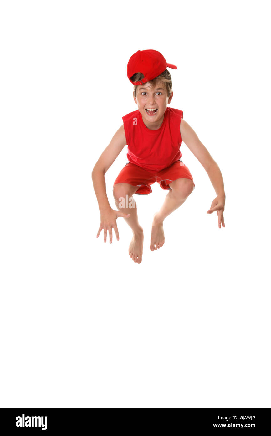 Happy crazy jumping boy Stock Photo - Alamy