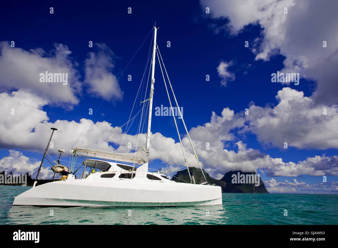 White Katamaran on water Stock Photo - Alamy