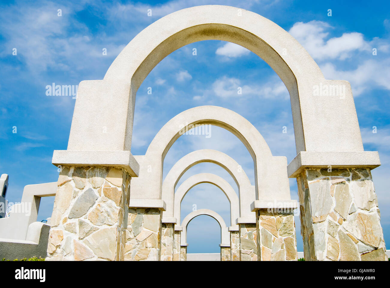 beautiful architecture, winding corridor with arch door decorati Stock ...