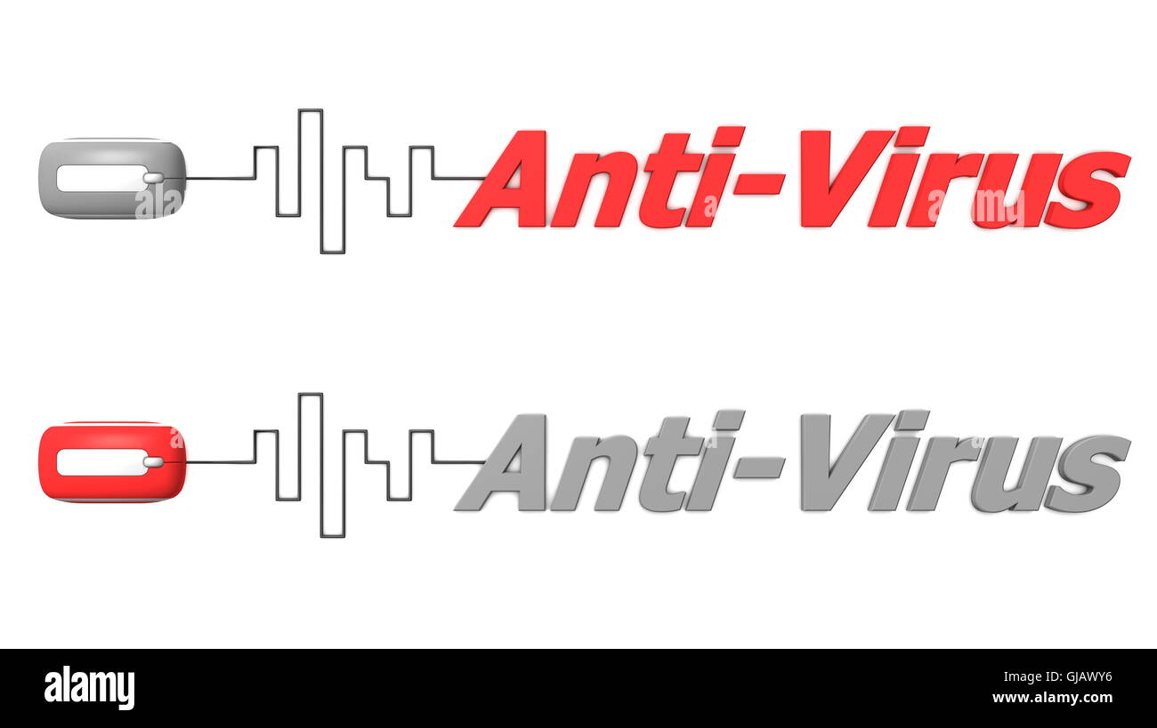 Word Anti-Virus Connected to a Mouse - Red and Grey Stock Photo - Alamy