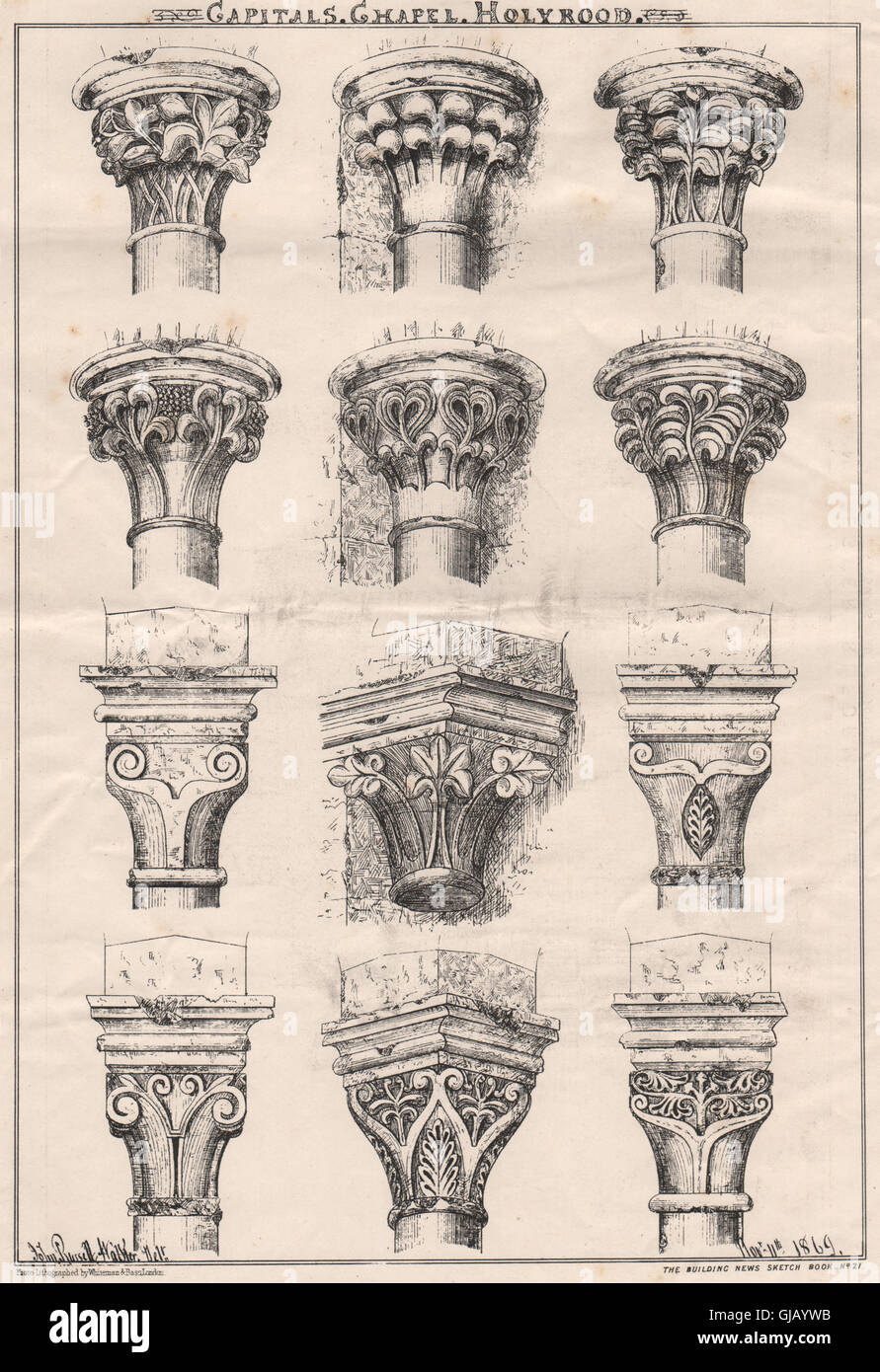 Capitals Chapel, Holyrood. Scotland, antique print 1870 Stock Photo - Alamy