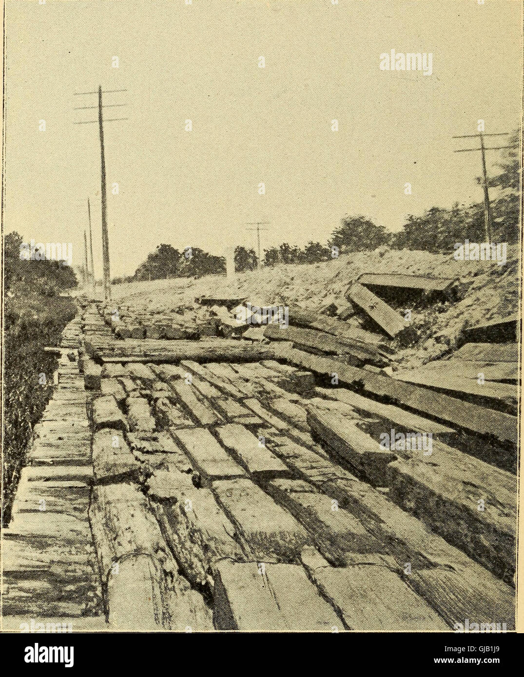 This 1900 image showcases creosoted timber, a type of wood treated with ...