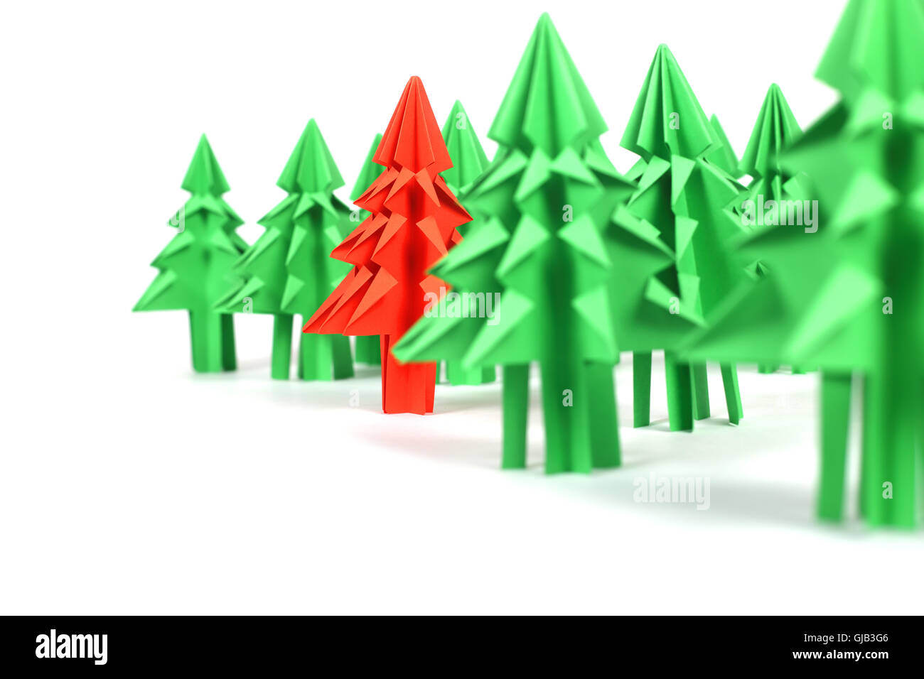 Christmas fir tree paper origami isolated on white background Stock ...
