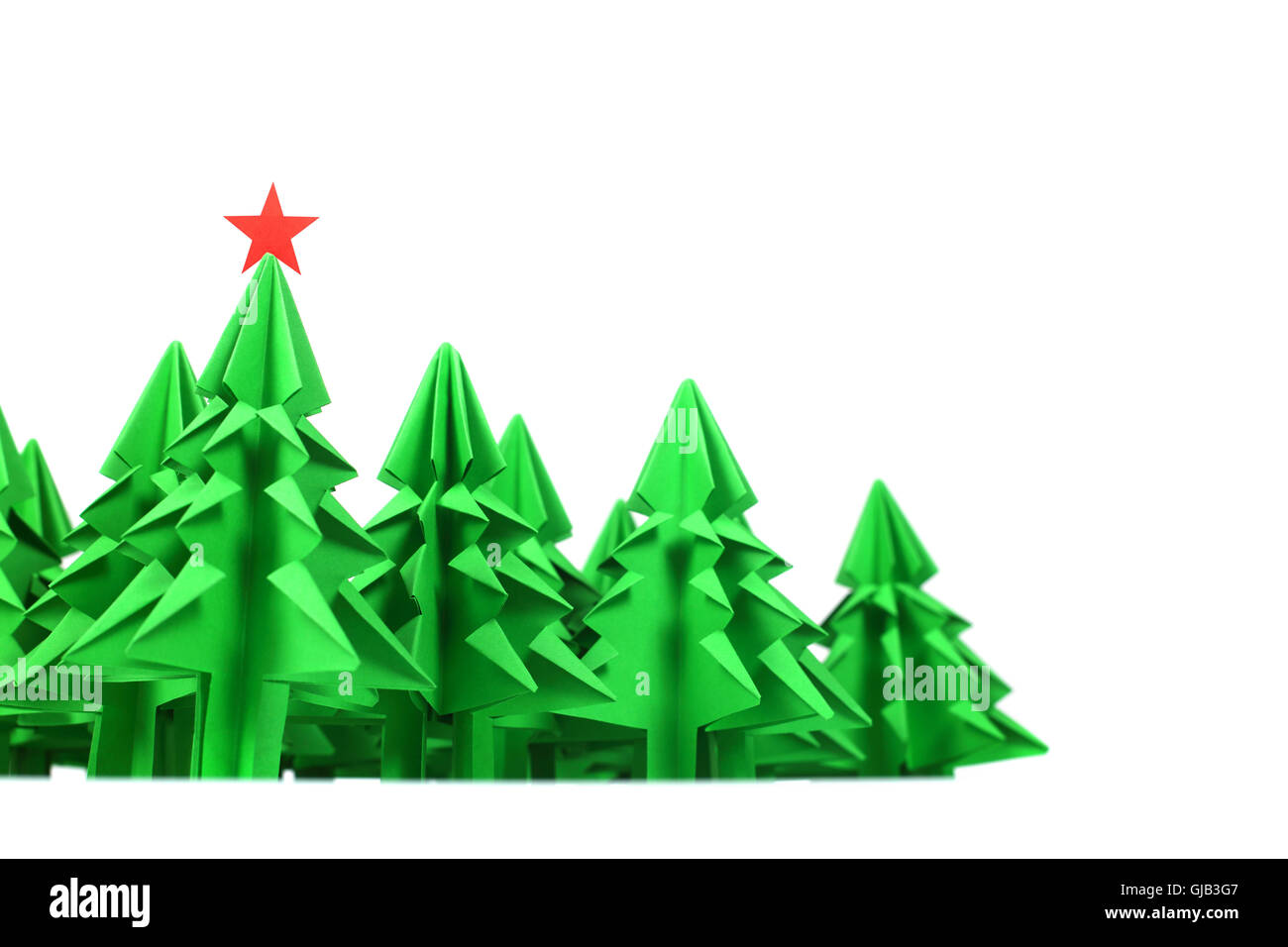 Christmas fir tree paper origami isolated on white background Stock ...