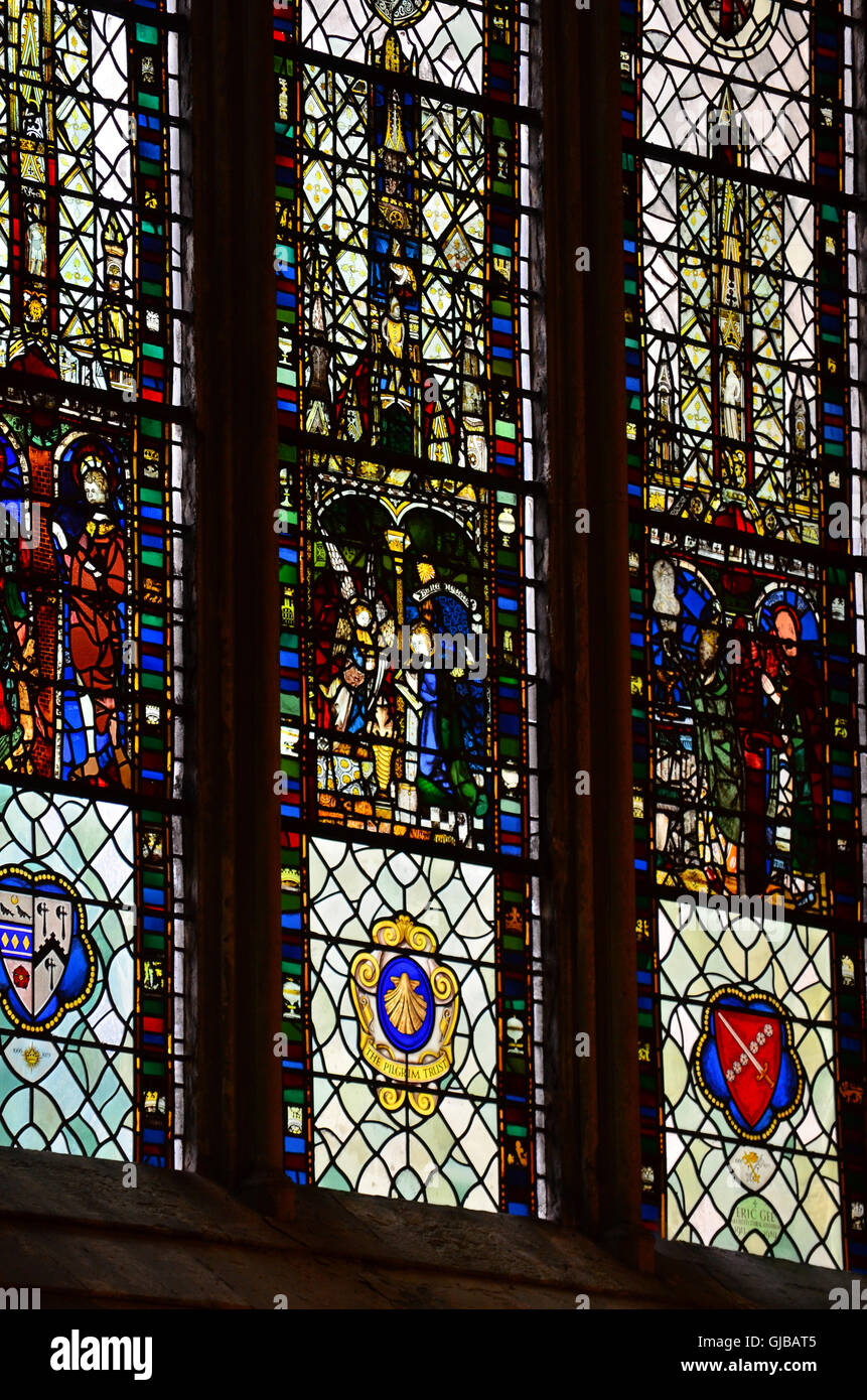 Stained Glass window in York Minster, York, Yorkshire, England, UK ...