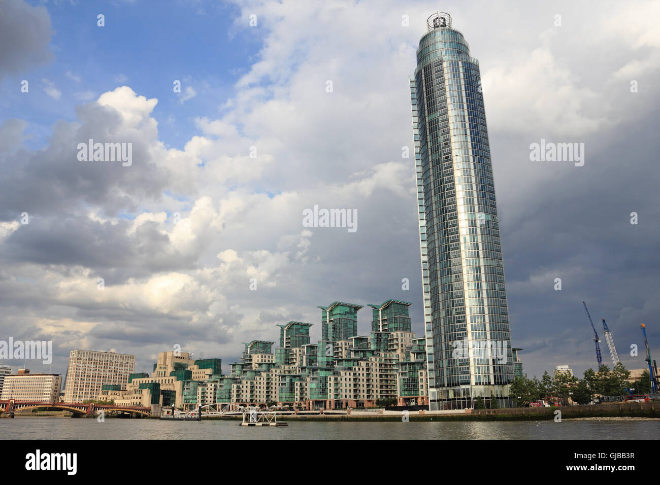 St George Wharf Tower beside the River Thames at Vauxhall London ...