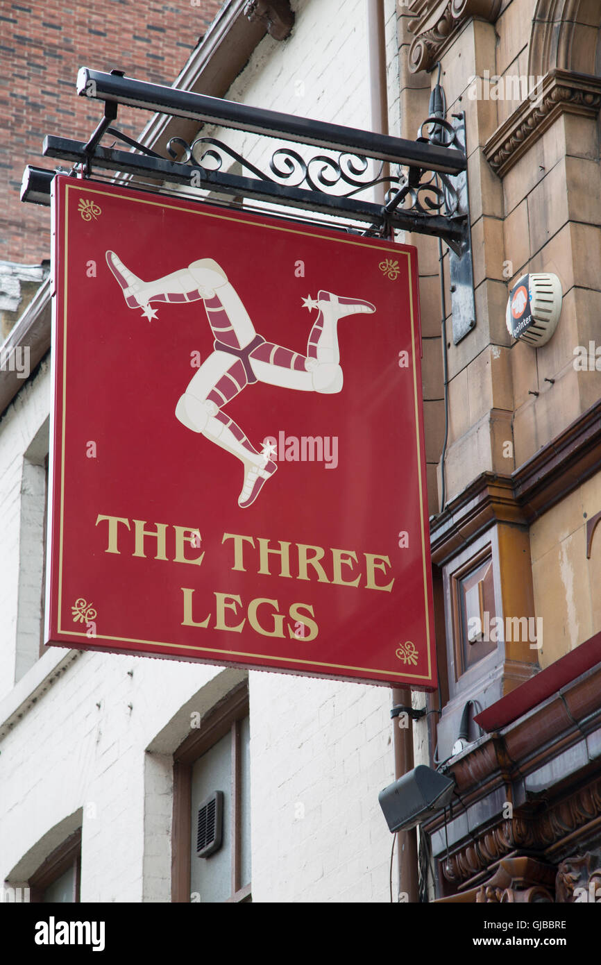 Three Legged Pub Sign, Leeds; Yorkshire; England; UK Stock Photo - Alamy