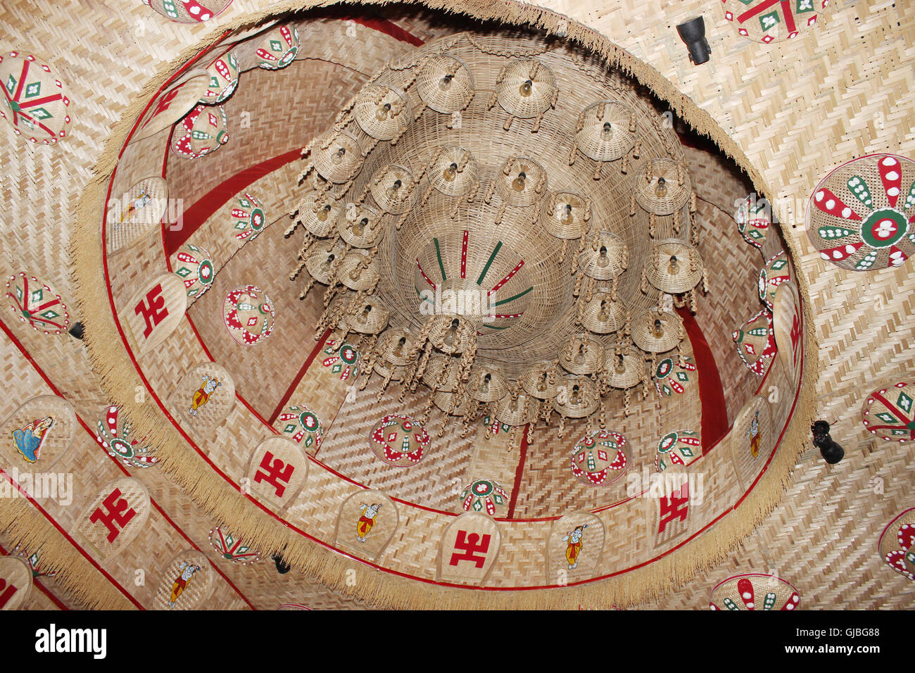 Colorful handcraft made by bamboo. Pattern background, Art of ...