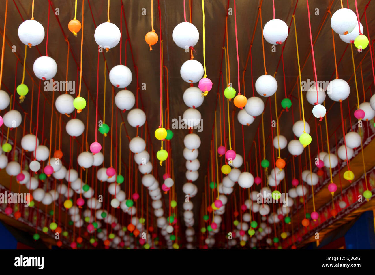 Colorful pattern background. Different color ball hanging on top Stock ...