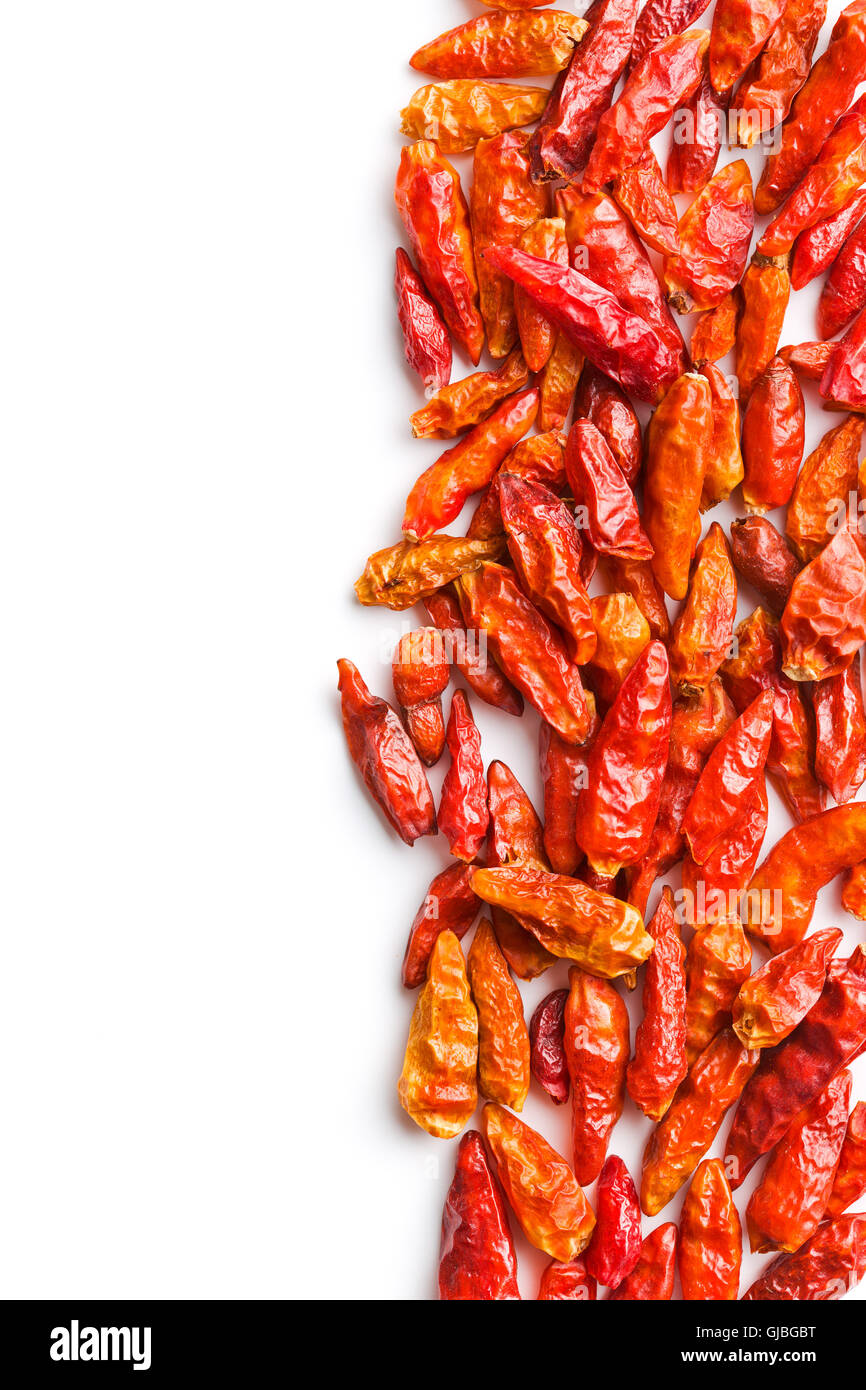 Dried mini chili peppers isolated on white background Stock Photo - Alamy