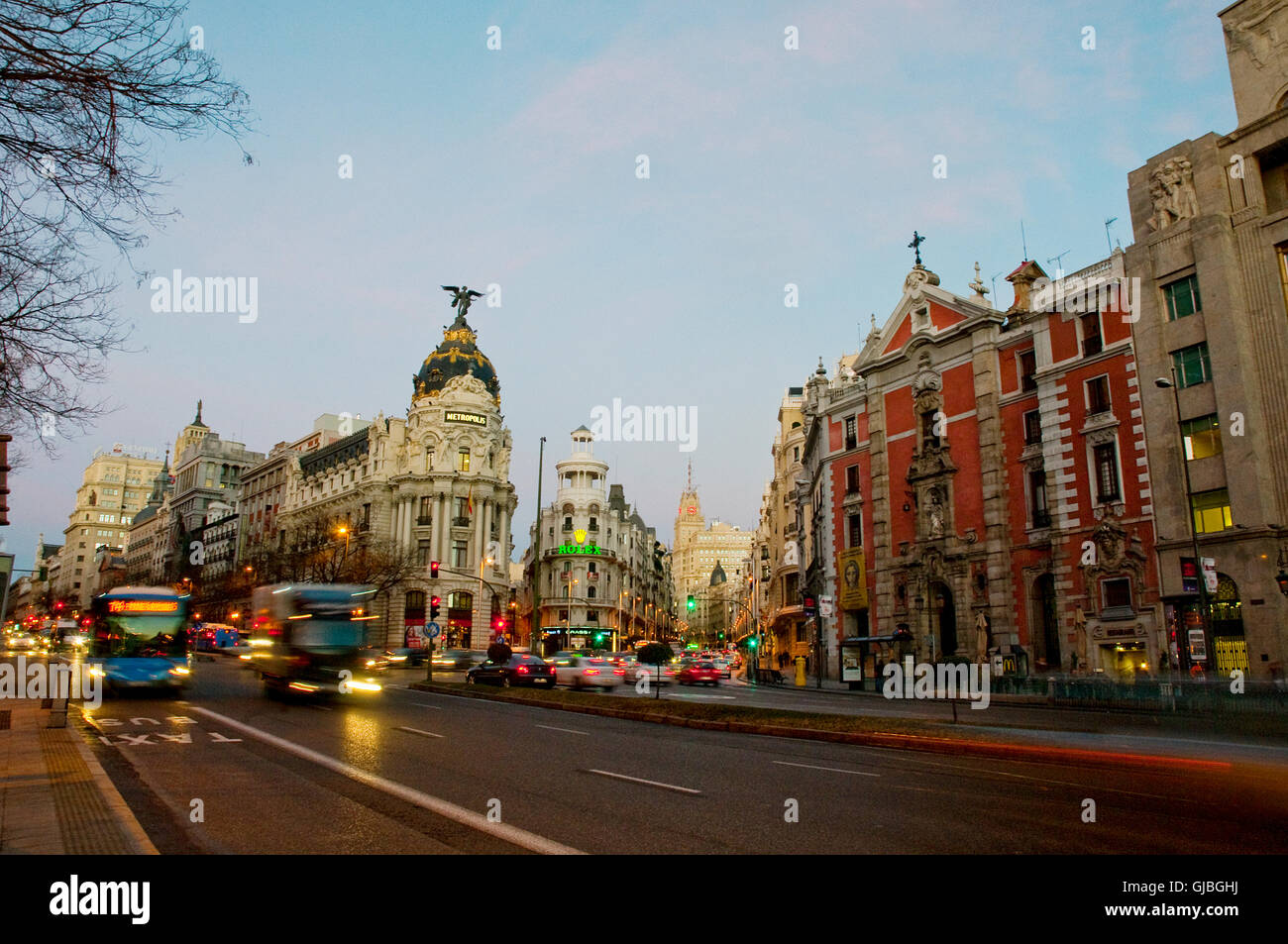 Alcala street, night view. Madrid, Spain Stock Photo - Alamy