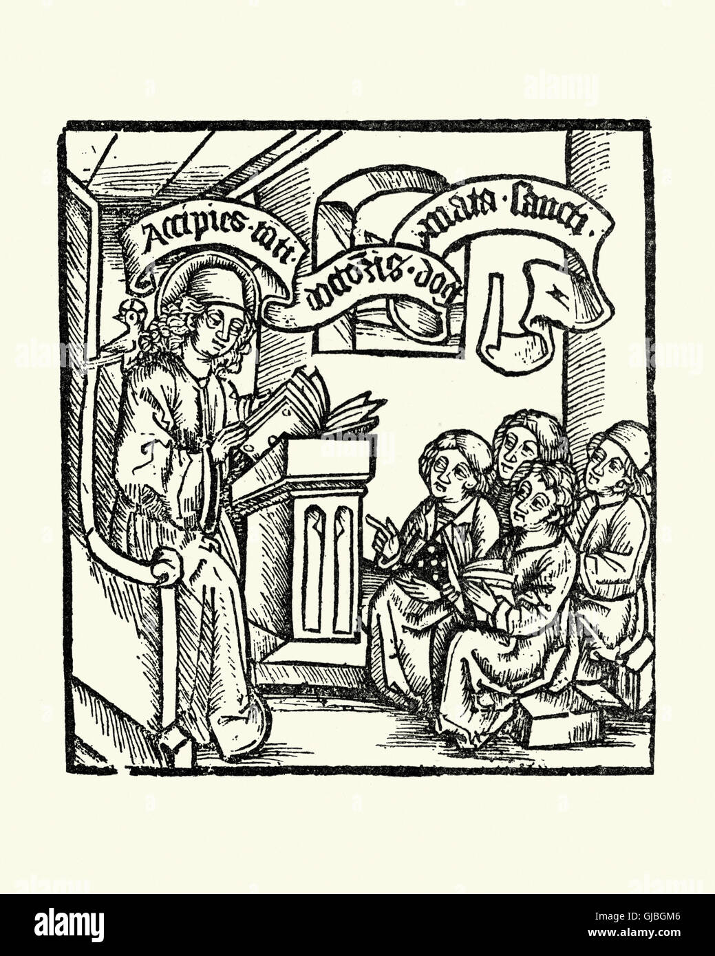 Medieval illustration students teacher in hi-res stock photography and ...