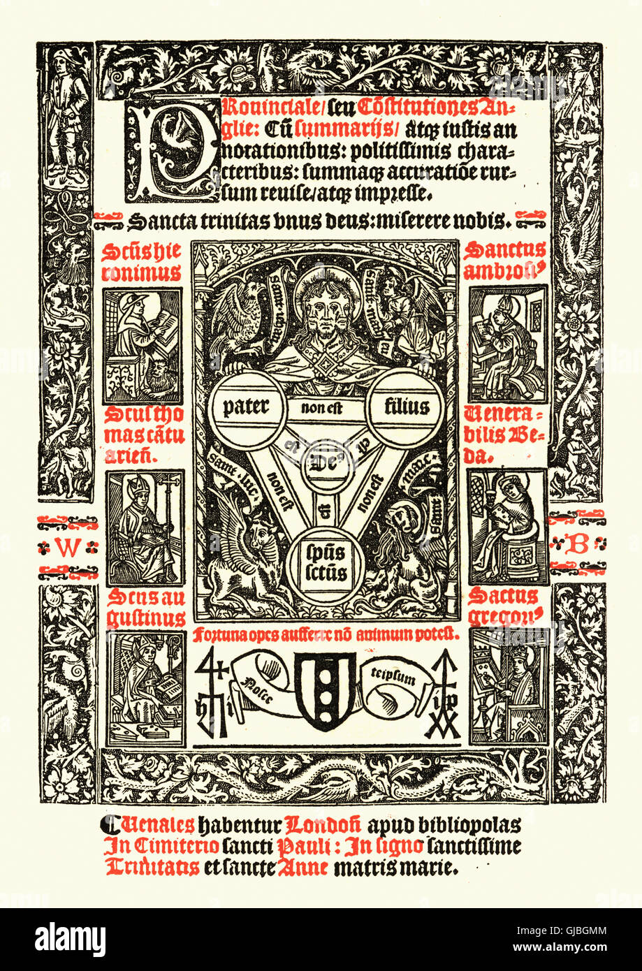 Title page of Lyndewode showing the Symbol of the Holy Trinity, with ...